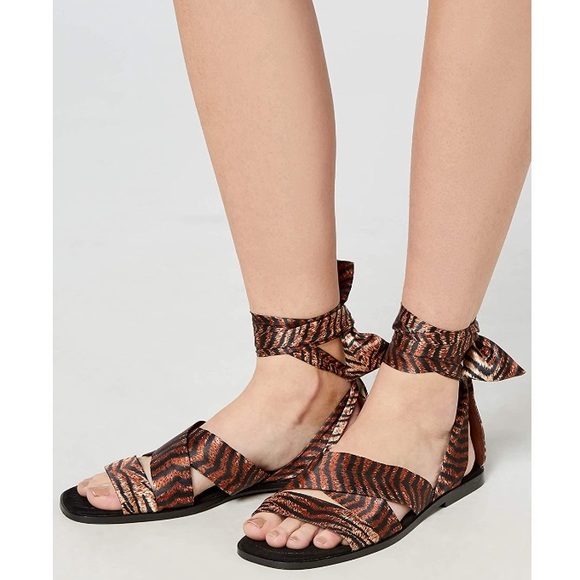 find | Shoes | Womens Satin Tie Up Flat Sandal Shoes Animal Print Tiger ...